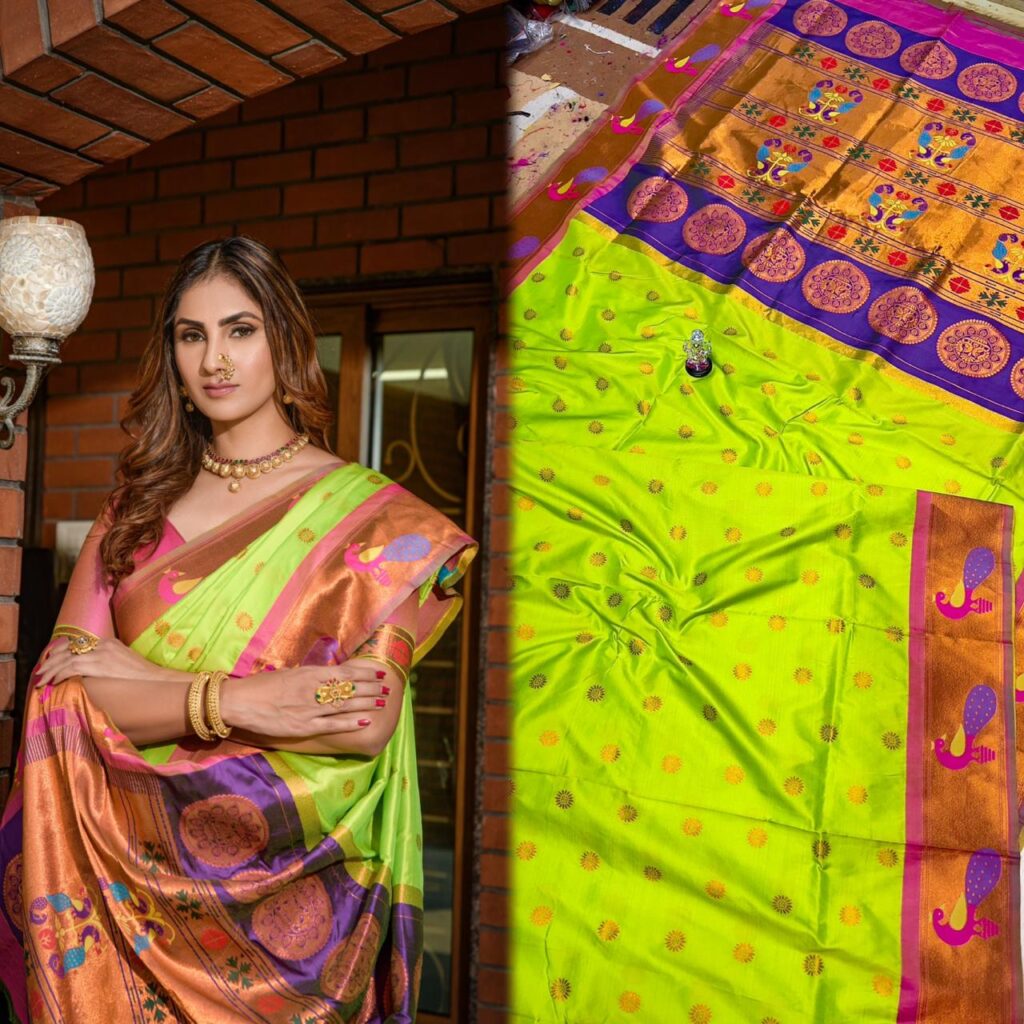 NEW SUPERHIT DESIGN IN PURE PEACOCK BORDER TANA SILK PAITHANI SAREE ...