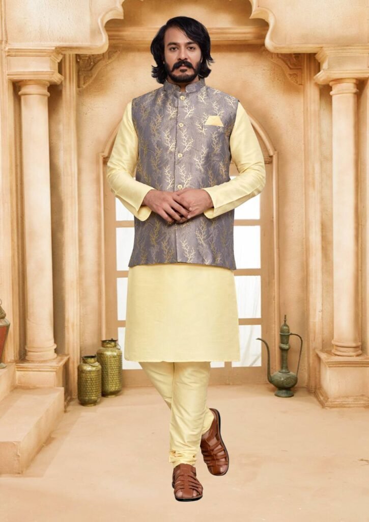 Handmade Elegant Jodhpuri Style Nehru Modi Jacket with Kurta Pajama Set ...